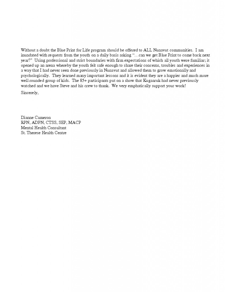 Letters of Reference – BluePrintForLife.ca